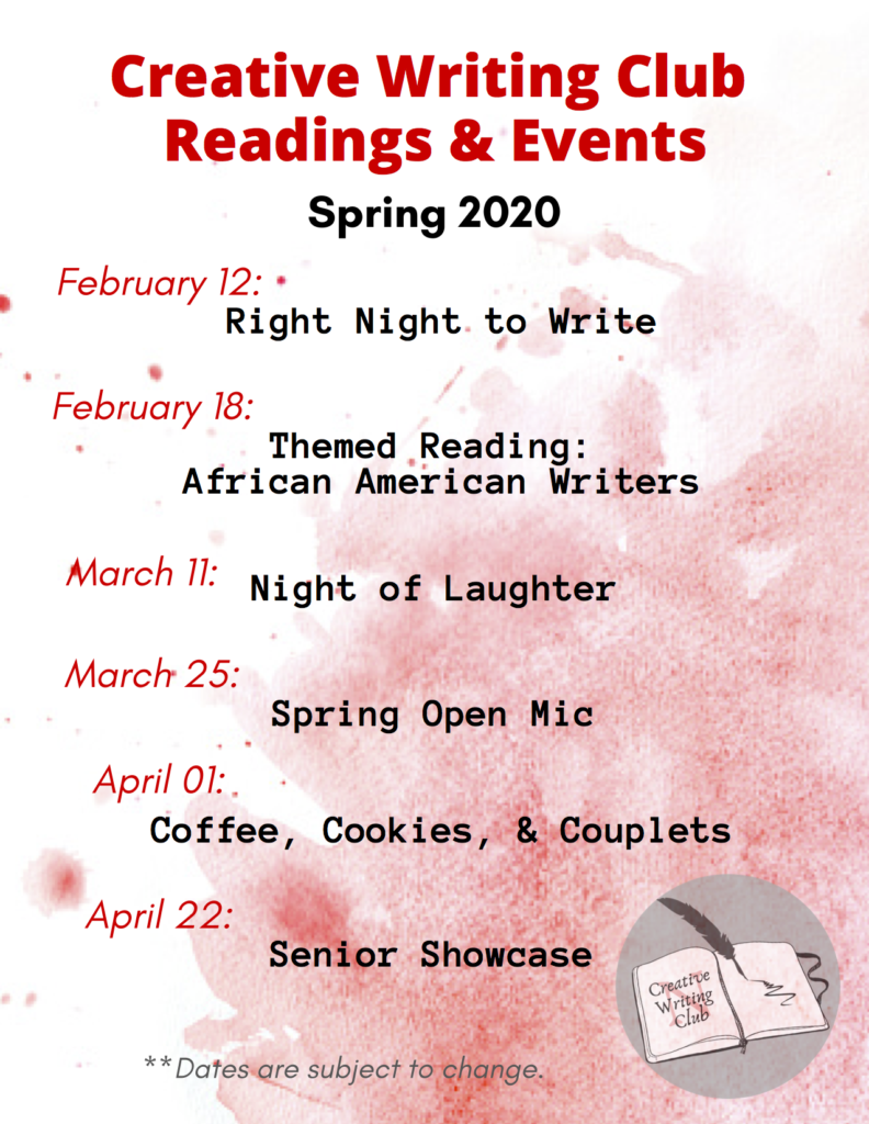 Spring 2020 Creative Writing Reading Series - Department of English ...