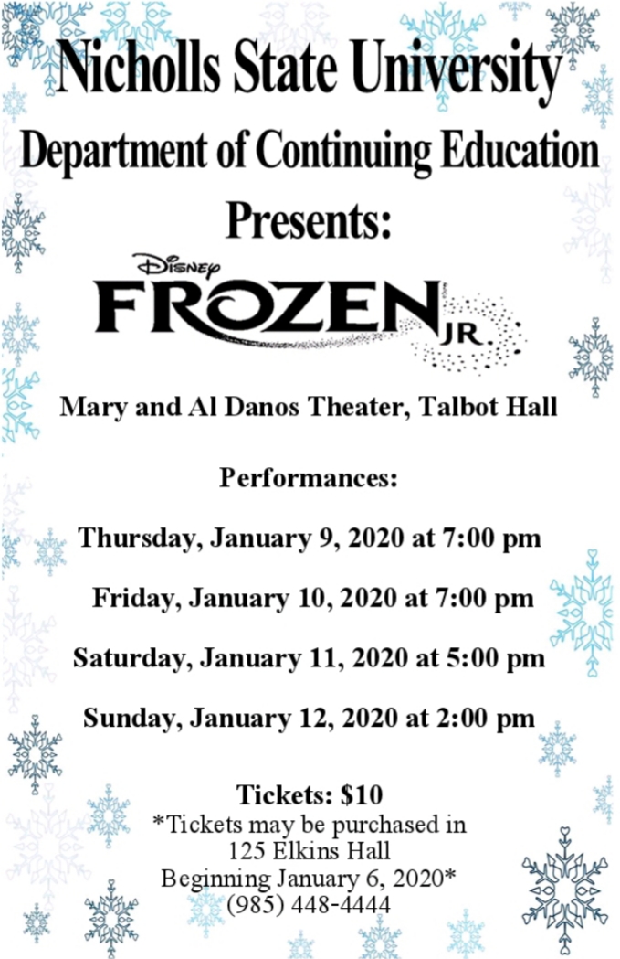 Nicholls Invites You to Watch Talented Area Youth Perform ‘Frozen Jr ...
