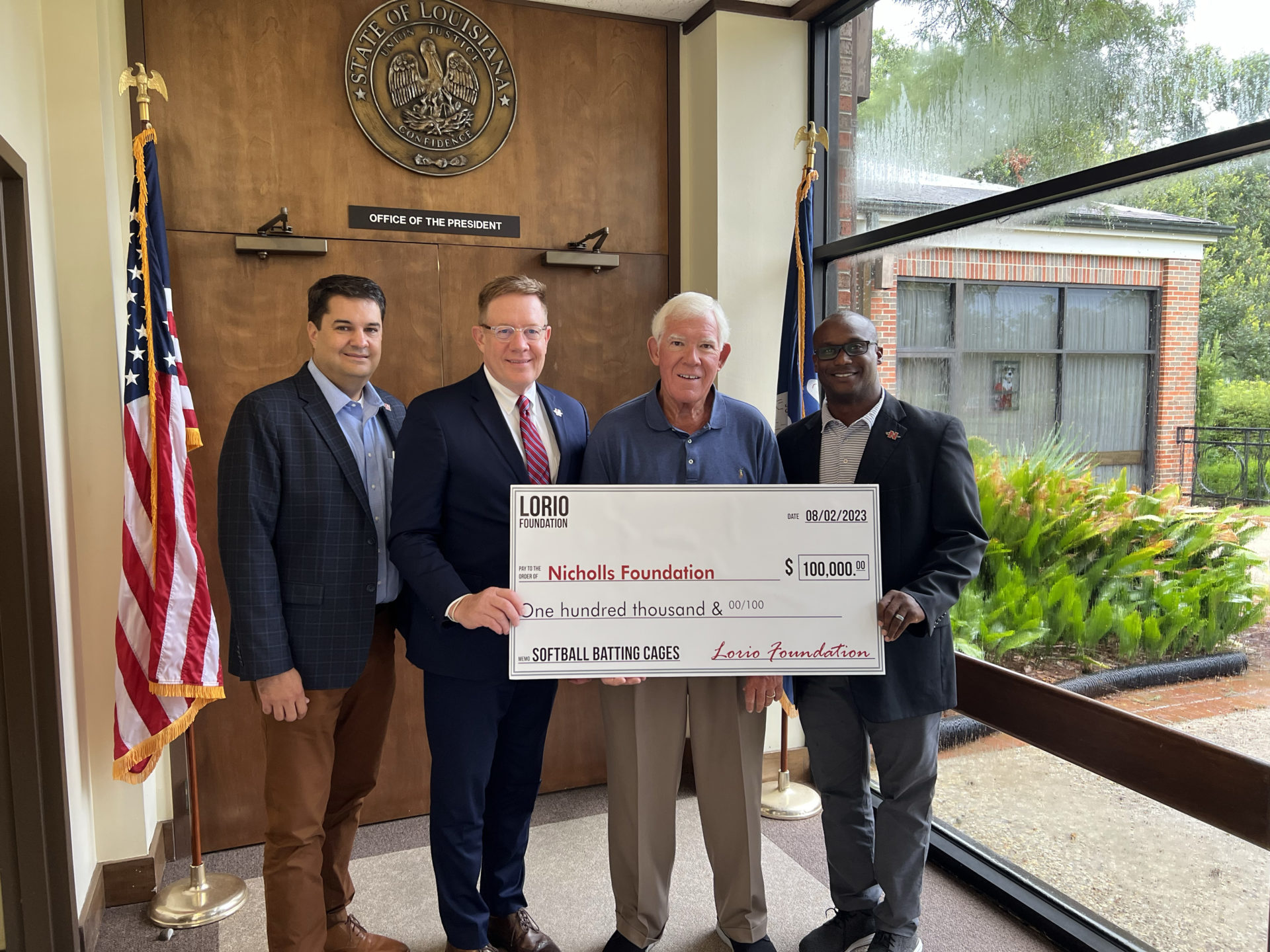 Nicholls Receives Donation from Lorio Foundation for Softball Batting ...