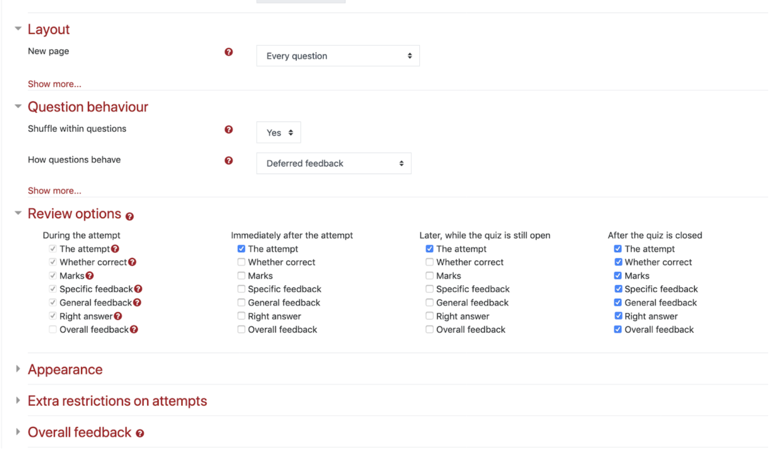 Editing Quiz Settings - Faculty Resources